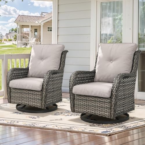 Amazon.com: HILLGA Luxury High Back Outdoor Swivel Rocker Patio Chairs ...