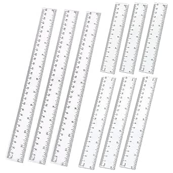 9pcs Plastic Ruler Set 15cm 20cm 30cm Clear Long Ruler Transparent ...
