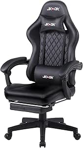 Amazon.co.jp: JKOOK ゲーミングチェア オットマン付き 多機能 連動ひじ掛け ゲーム用 デスクチェア 男女兼用 学習椅子 PUレザー JK08 (黒) : ホーム＆キッチン