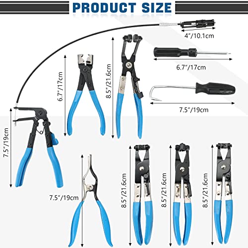 Snapklik.com : 9pcs Wire Long Reach Hose Clamp Pliers Set Fuel Oil ...