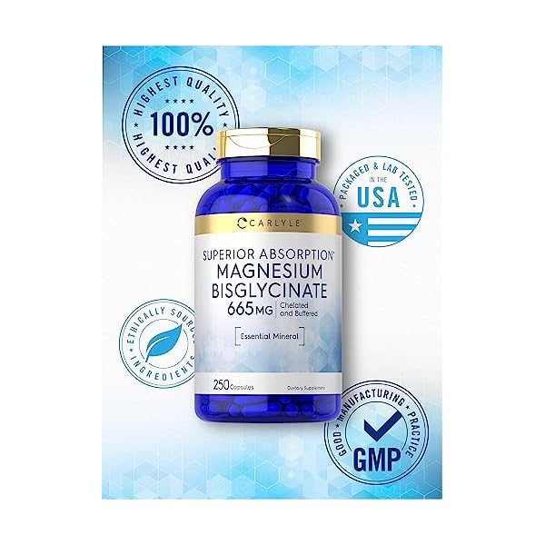 Buffered Magnesium Bisglycinate 665 mg | 250 Capsules | Chelated ...
