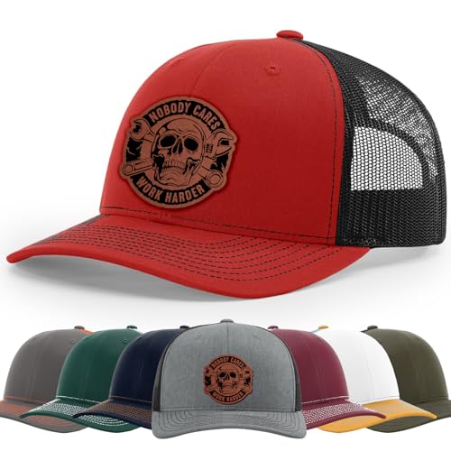 Nobody Cares Work Harder Hat, 112 Style Trucker Leather Patch Hat for ...