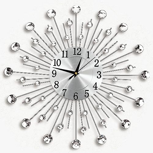 Holdfiturn Crystal Diamond Wall Clocks Modern Wall Clock Flower Wall ...