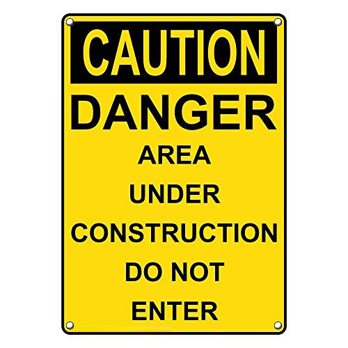 Weatherproof Plastic Vertical OSHA Caution Danger Area Under ...