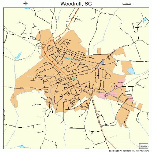 Amazon.com: Large Street & Road Map of Woodruff, South Carolina SC ...
