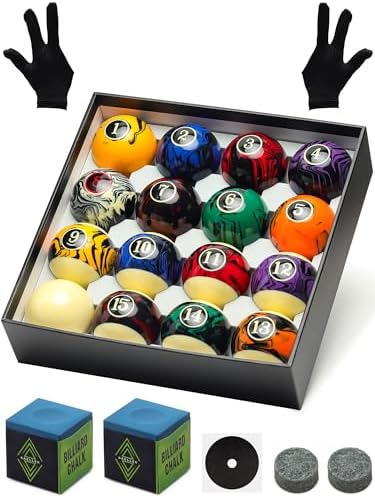 Amazon.com : VIBRANTIA Pro-Pool Balls Set for Pool Table - 16 Billiard ...