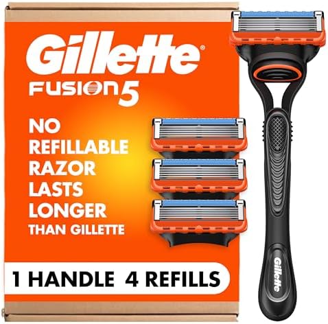 Amazon.com: Gillette Fusion5 Razors for Men, 1 Razor, 4 Blade Refills ...