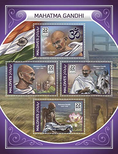 Maldives 2018 Mahatma Gandhi Lotus Taj Mahal Hinduism Cow Stamps ...