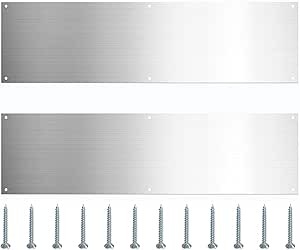 Scratch Prevention Door Kick Plates,2 Pcs Brushed Stainless Steel ...