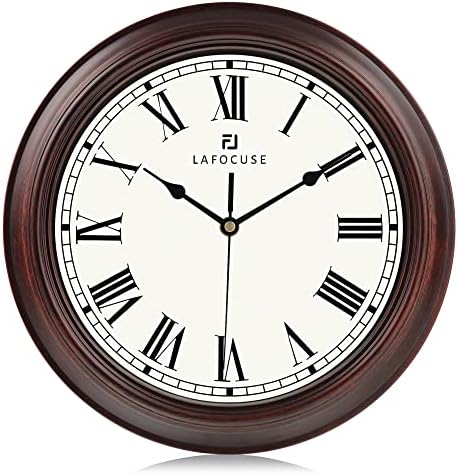 Topkey 12 Inch Wall Clock Silent Non-ticking Vintage Roman Numerals ...