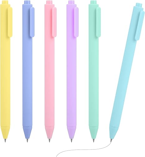 Cobee Pastel Ballpoint Pens, 6 Pcs 1.0mm Aesthetic Gel Ink Pens Medium ...