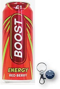 Boost Energy Drink Can Pack of 12x500ml with Key Ring (500ml, Red Berry ...