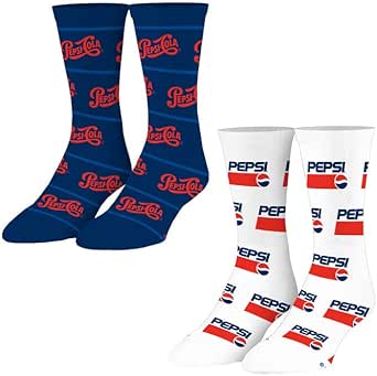 Amazon.com: Odd Sox Pepsi 2 Pack Fun Crew Socks for Men, Funny Gift ...