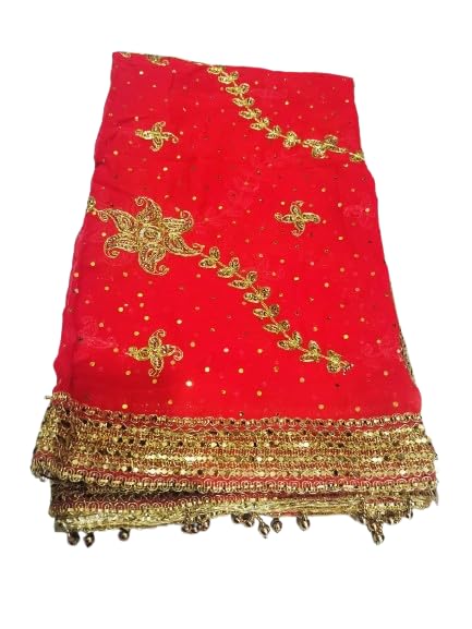 Buy Red Georget Dupatta for Matta Rani ji Long Matarani Chunari Durga ...