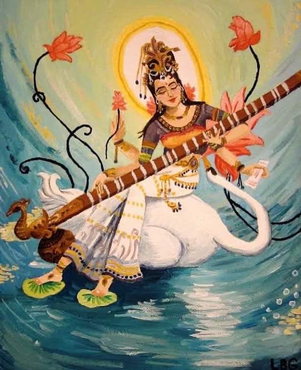 gojo Hindu Goddesses Saraswati Mata - Vinyl Gloss Office Home Drawing ...