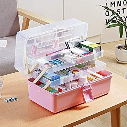 GETKO Plastic Double Layers Portable Medicine Organizer Compartments ...