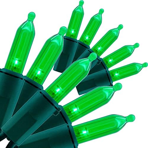 YULETIME Green LED Christmas Lights 200 Count 50 ft, Pack of 2 Strands ...