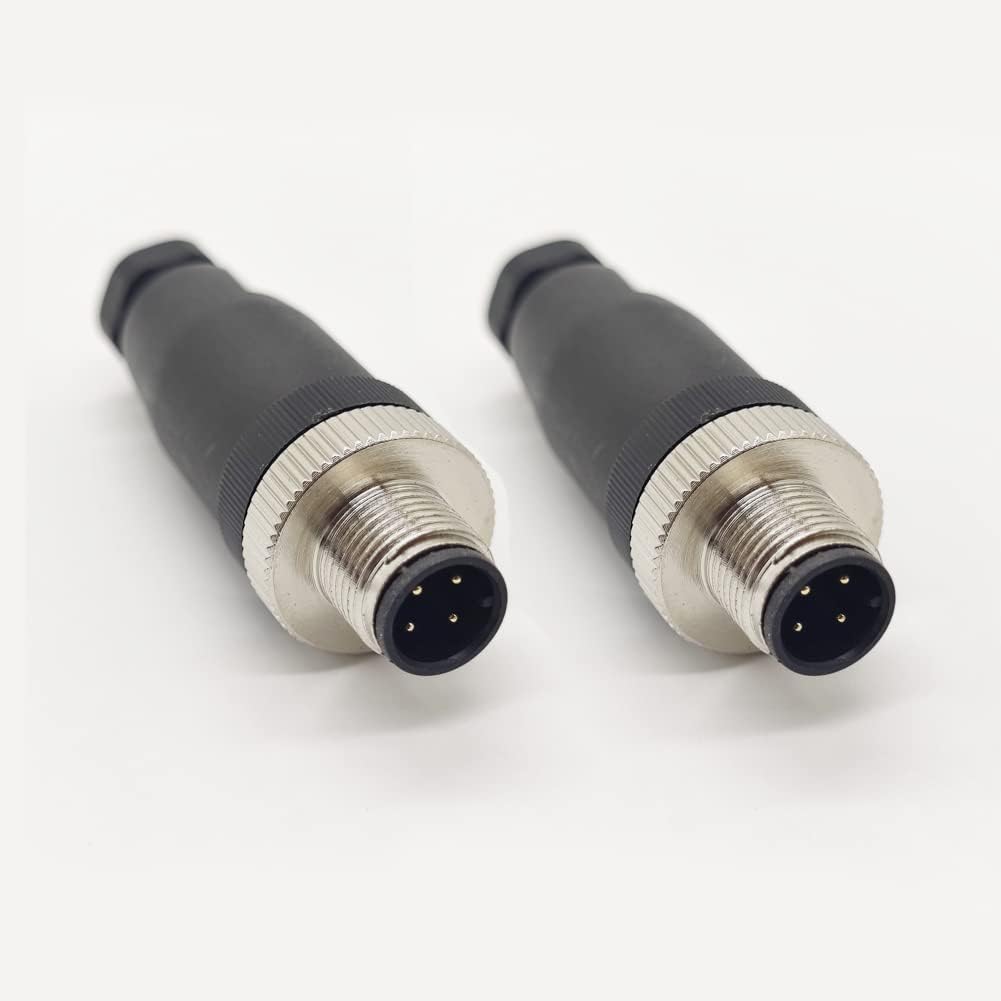 Amazon.com: 2Pcs M12 4 Pin Male Connector, 12mm A Code Industrial ...