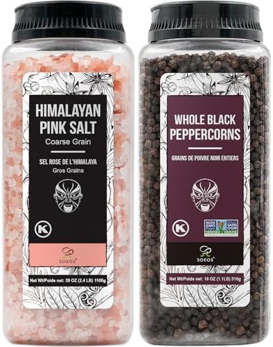 Amazon.com: Soeos Sal Rosa del Himalaya 39 oz + Granos de Pimienta ...
