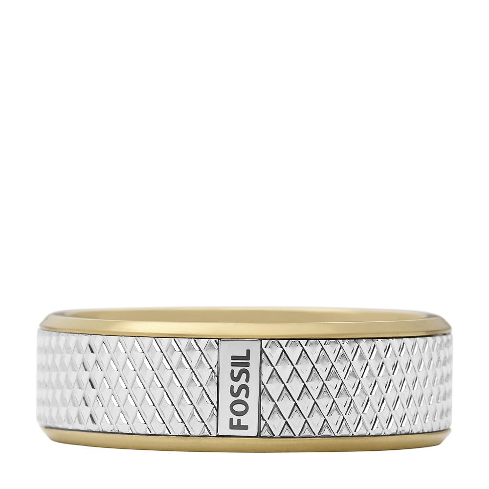 Fossil Men's Ring All Stacked Up Two-Tone Stainless Steel Band Ring ...