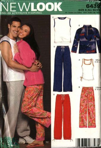 New Look Sewing Pattern 6439 Unisex Mens Misses Chest Sizes 30-48" Tops ...