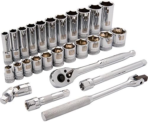 Amazon.com: VEVOR Socket Set, 1/4 Inch Drive Socket and Ratchet Set, 6 ...