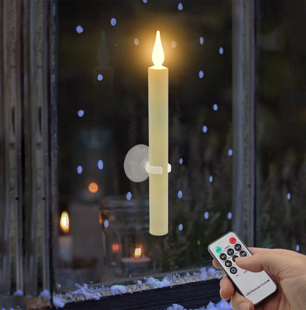 ABMTech Christmas Window Candles with Timer and Remote, Battery ...