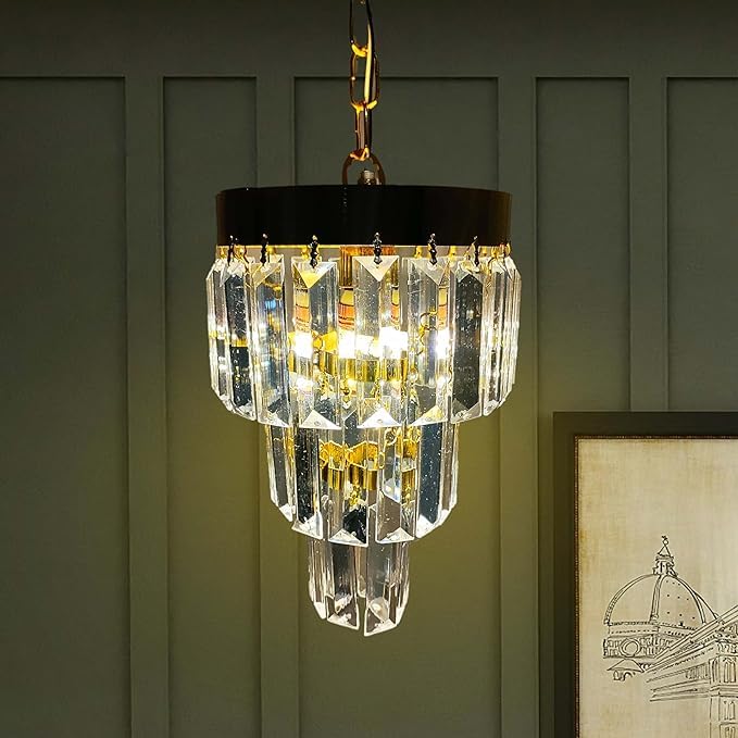 Buy GLIMBIN 160mm Round Crystal Chandelier - Elegant Golden Jhumar for ...