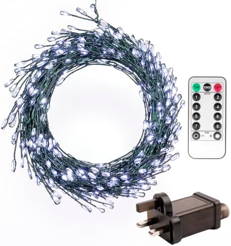 ZELUXDOT 20ft Firecracker Light String 200 LEDs Cool White Plug-in ...