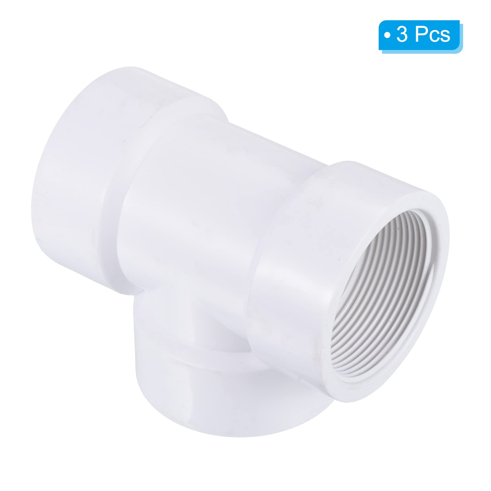 PATIKIL UPVC Pipe Fitting, 3 Pack 2PT Female Thread Tee Socket Hose ...