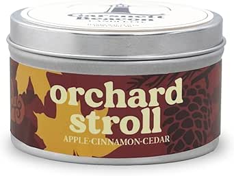 Amazon.com: Garsnett Beacon Candle Co. Orchard Stroll Fall Scented Tin Candle | Apple, Cinnamon ...