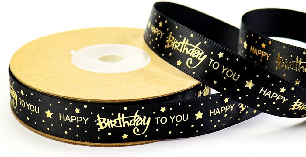 Amazon.com: MAMUNU 3 Rolls Happy Birthday Ribbon, 3/5" and 1" Wide ...