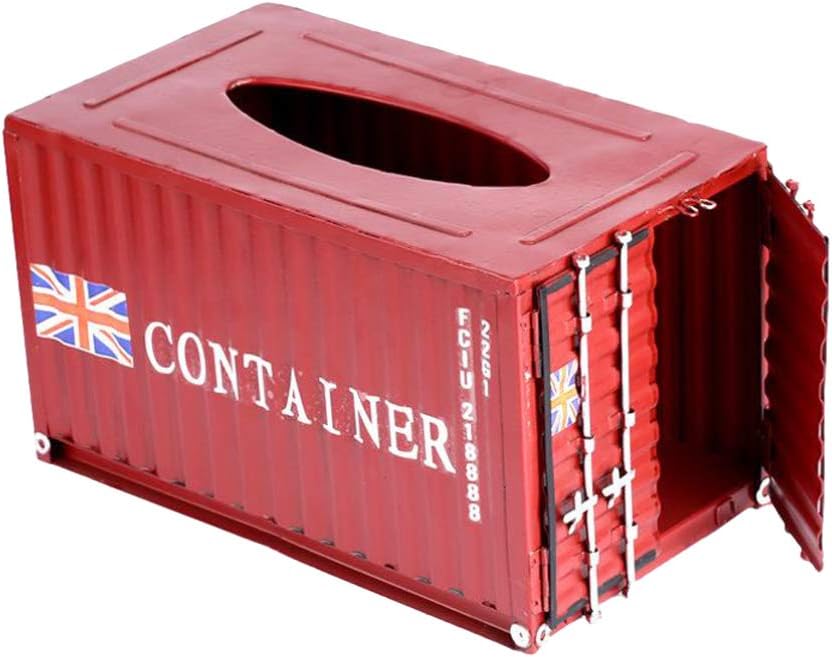 Amazon.com: SUPVOX Metal Shipping Container Tissue Box Cover Vintage ...