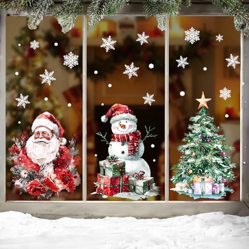 Amazon.com: HEEKPEK Christmas Window Decorations Cute Large Santa ...