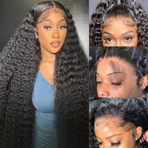Amazon.com : 210 Density 13x6 Lace Front Wigs Human Hair Deep Wave Lace ...