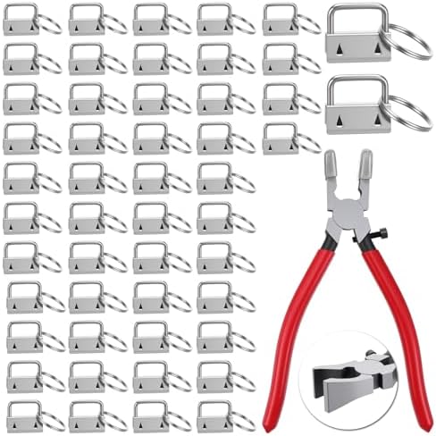 PercyEffie 50pcs Key Fob Hardware Set, Lanyard Key Fob Hardware 1 Inch ...