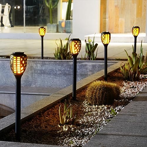 Grand patio Outdoor Flame Torch Light Pack of 8, Water-Resistant Solar ...