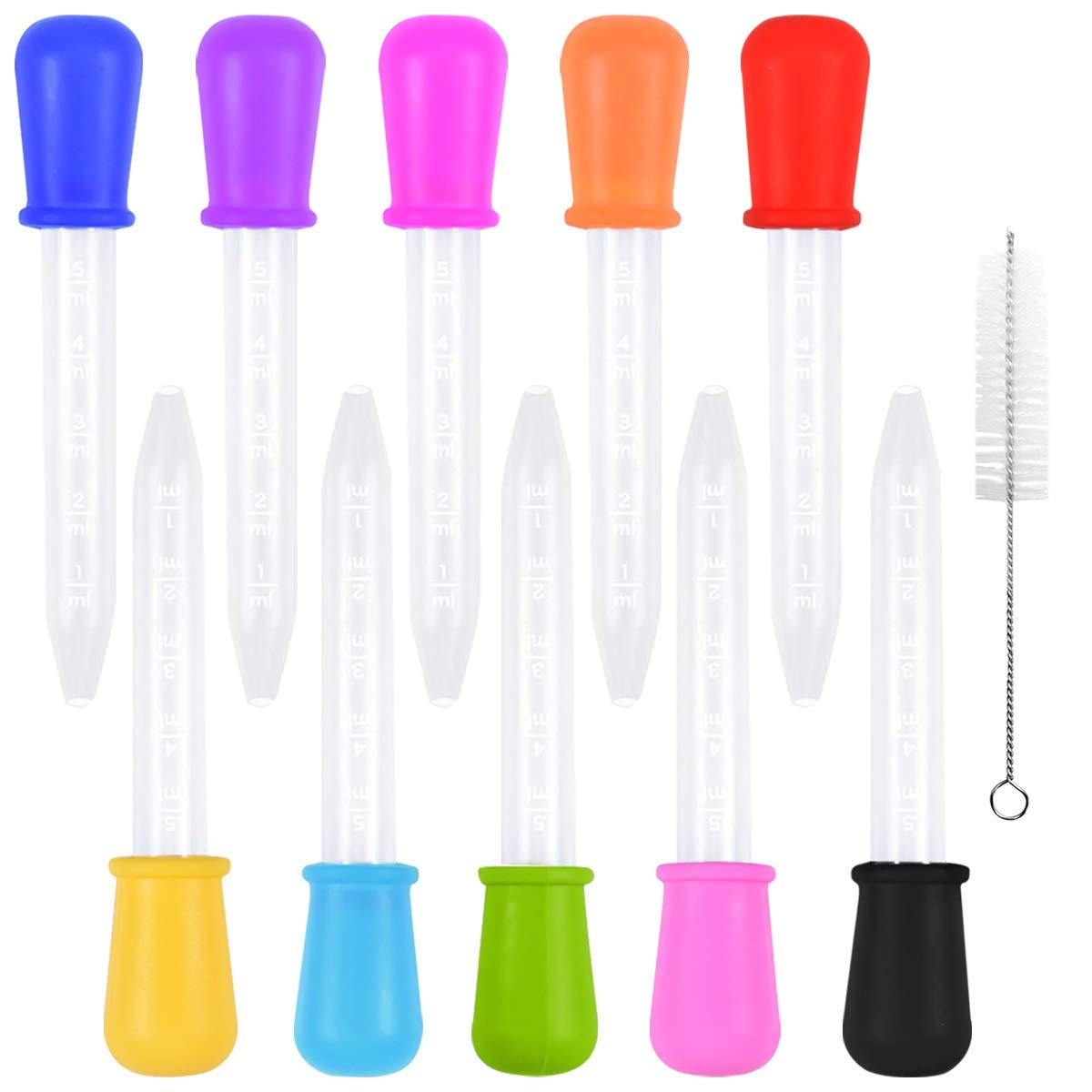 Amazon.com: 10 Pcs Liquid Droppers Pipettes with 1 Cleaning Brush, 5ML ...