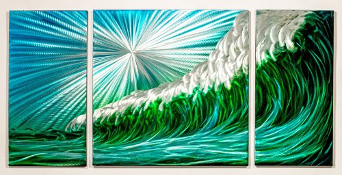 Modern Abstract Metal Wall Art Painting Decor Sculpture Ocean Wave ...