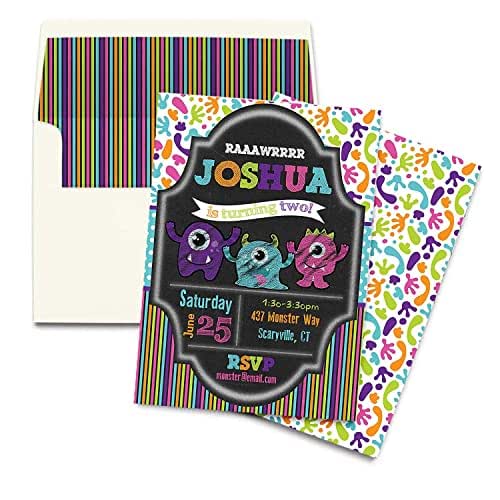 Amazon.com: Chalkboard Monsters Birthday Party Invitation : Home & Kitchen