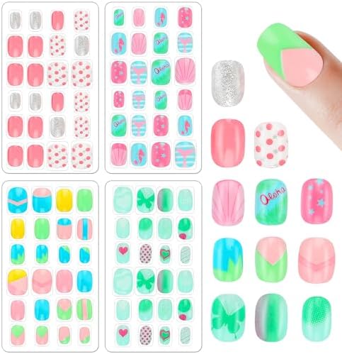 Amazon.com: 240 Pieces Fake Nails for Kids Girls Artificial Kids Press ...