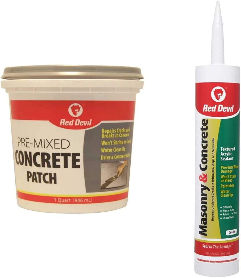 Red Devil 0644 Pre-Mixed Concrete Patch, 1 Quart, Pack of 1, Gray ...