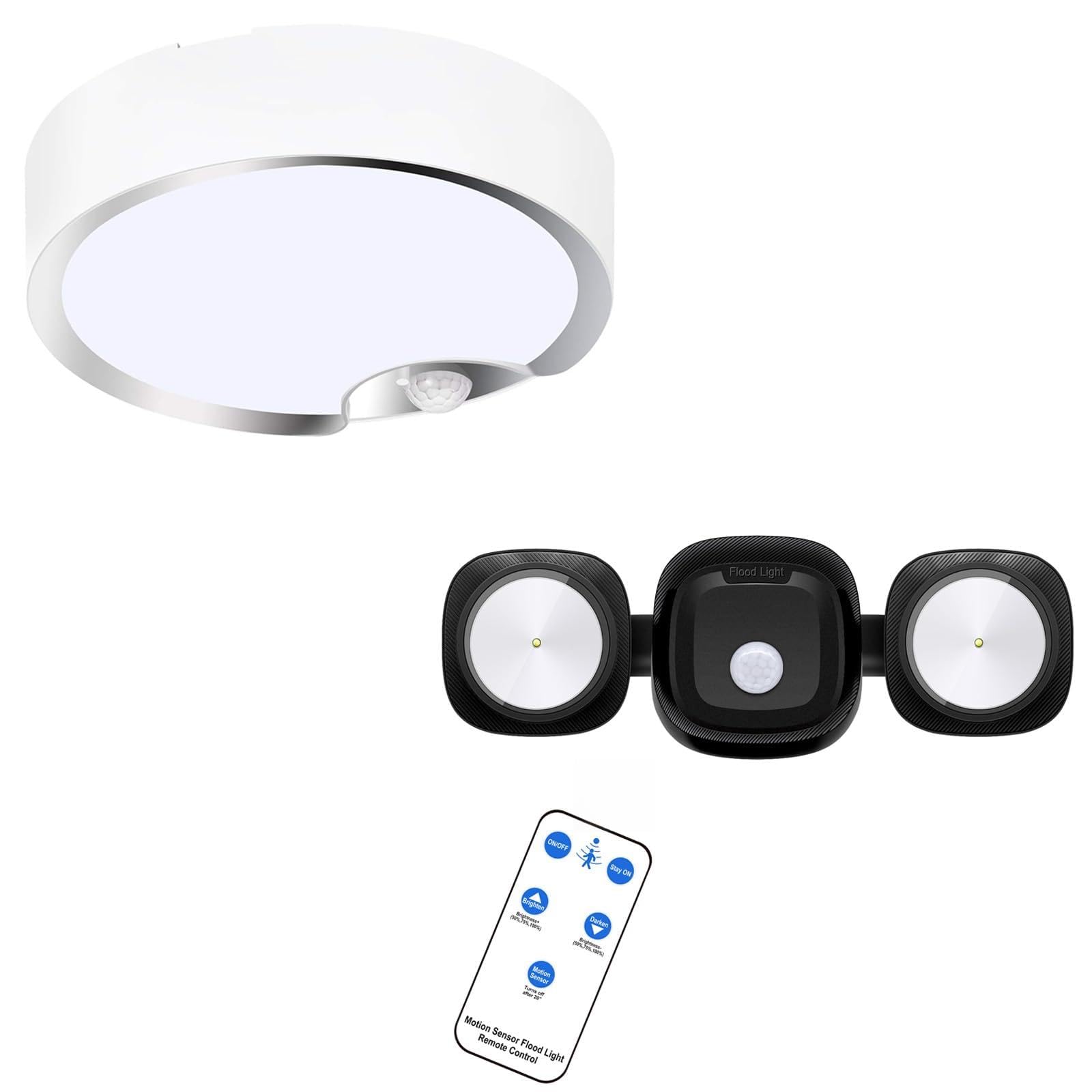 TOOWELL Battery Operated Motion Sensor Ceiling Light & Battery Powered ...