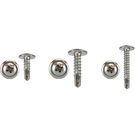 #8 x 1" Phillips Modified Truss Head Self-Drilling Tek Screw, Zinc-Plated Steel for Sheet Metal ...