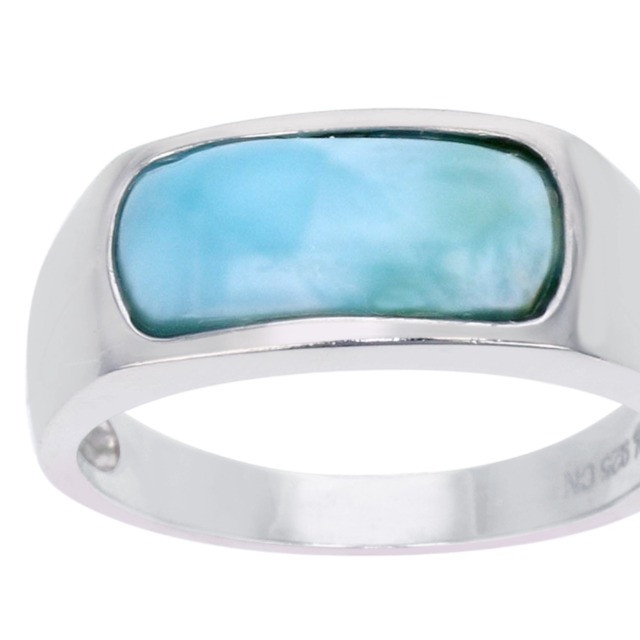 Watch Sterling Silver Natural Larimar Rectangle Ring on Amazon Live