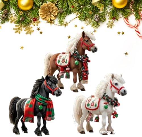 Pferdeornamente für den Weihnachtsbaum, 2026 Pferde Jahr-Ornament, 2D ...