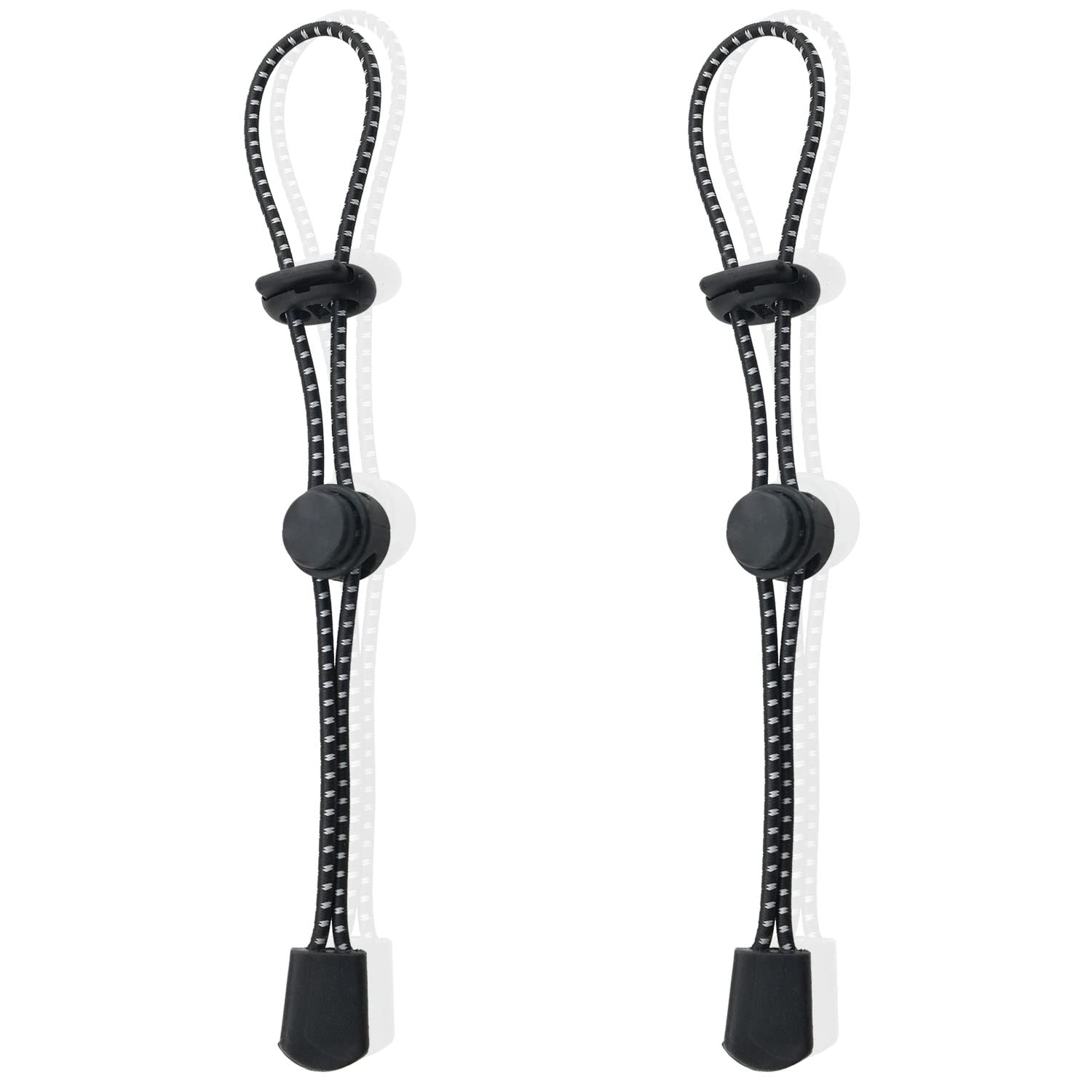 HSCGIN 2pcs Plastic Cord Locks 20cm Black Elastic Bungee Nylon Shock ...