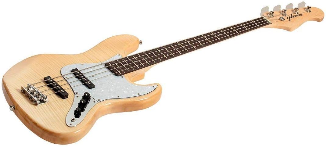 Amazon.com: Monoprice Jamm Flamed Maple Electric Bass - Natural, with ...