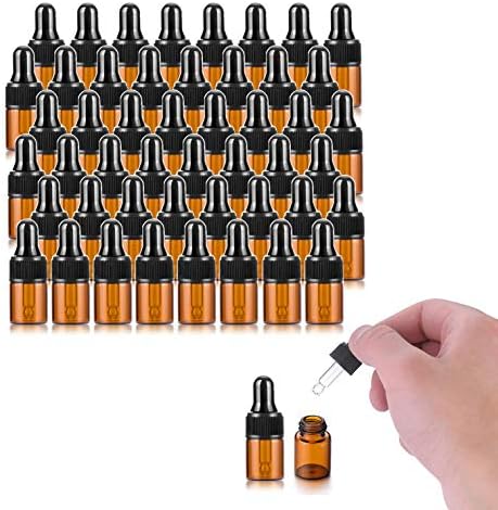 Amazon.com: Nuogo 100 Pcs Amber Glass Mini Dropper Bottles Essential ...