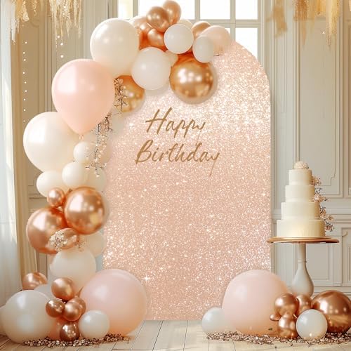 Amazon.com : 6.6FT Sparkly Rose Gold Arch Backdrop Cover, Sequin ...